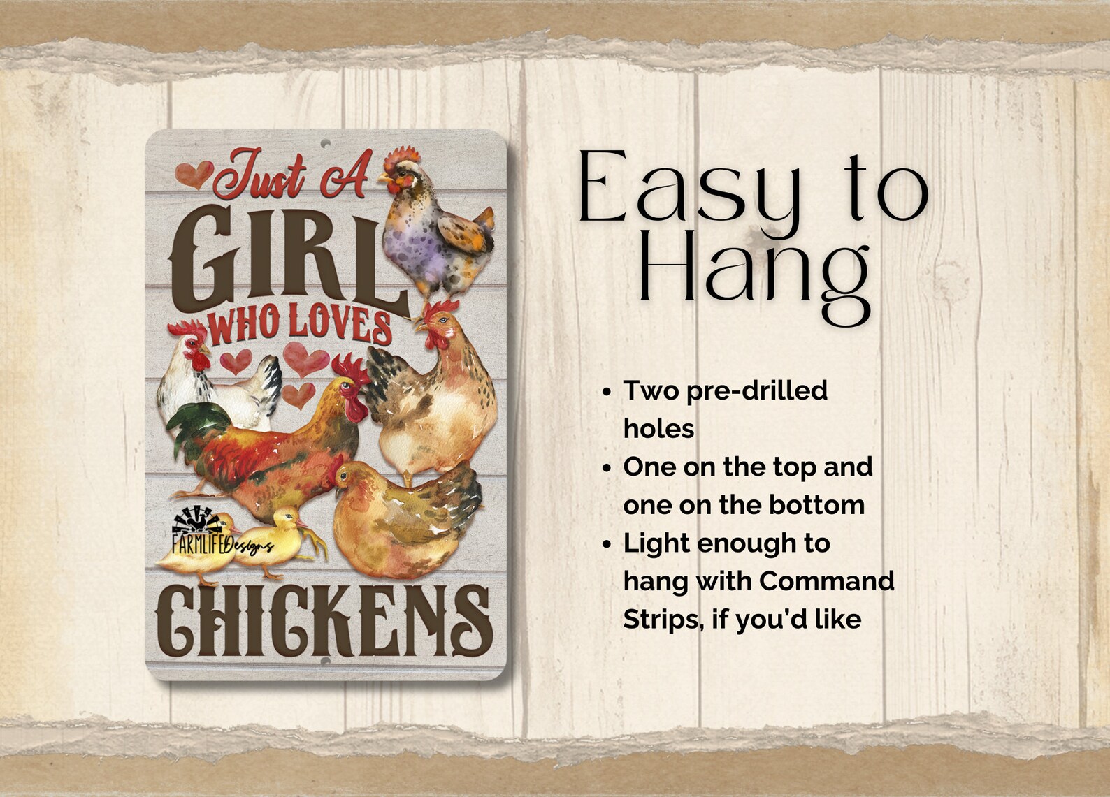 Just a Girl Who Loves Chickens Farmhouse Sign, Chicken Coop Lover Gift ...