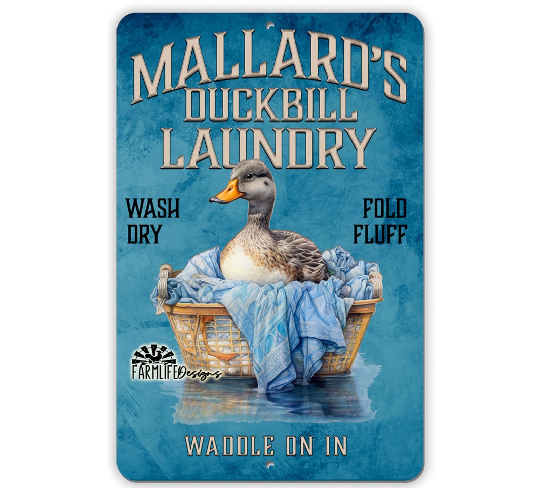 Duck Laundry Sign, Duck in Clothes Basket, Laundry Room Decor, Duck ...