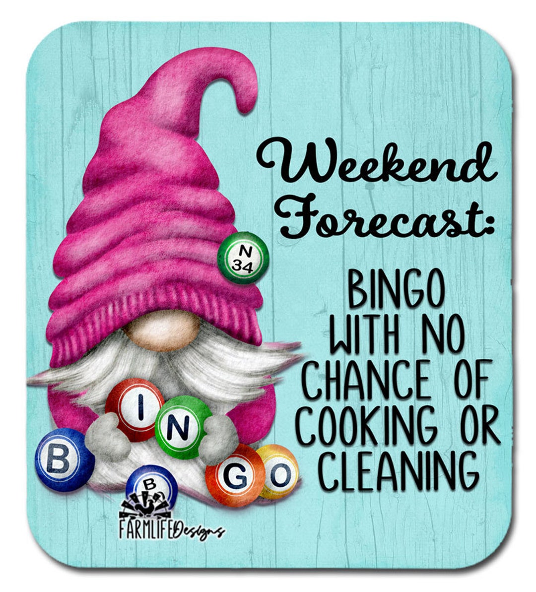 Gnome Refrigerator Magnet, 4"x4.5" Gnome Playing Bingo, Bingo Gnome ...