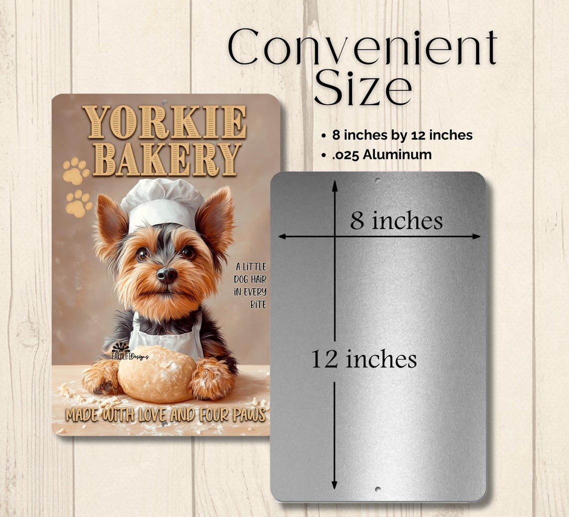Yorkie Bakery Sign, Funny Metal Tin Wall Art, Yorkshire Terrier Dog ...