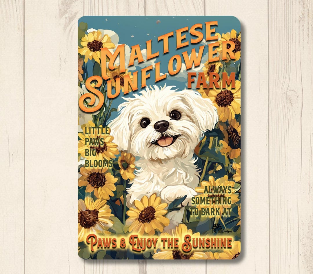 Maltese Sunflower Farm Sign, Flower Kitchen Porch Bath Home Decor ...