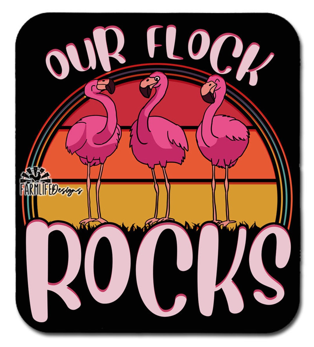 Flamingo Magnet, Our Flock Rocks, 4x4.5" Pink Flamingos Magnet ...