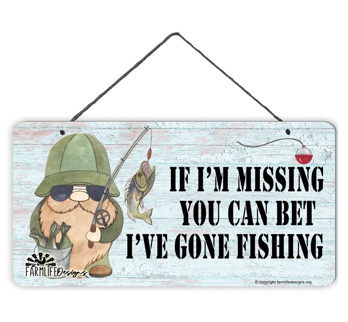 Fishing Sign, Great Gift for Fisherman, 6"x12" Hanging Sign, Fishing ...