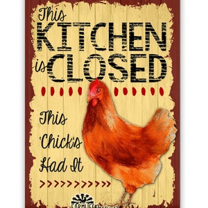 Chicken Kitchen Closed Sign Gold Brown Chickens Decor - Etsy