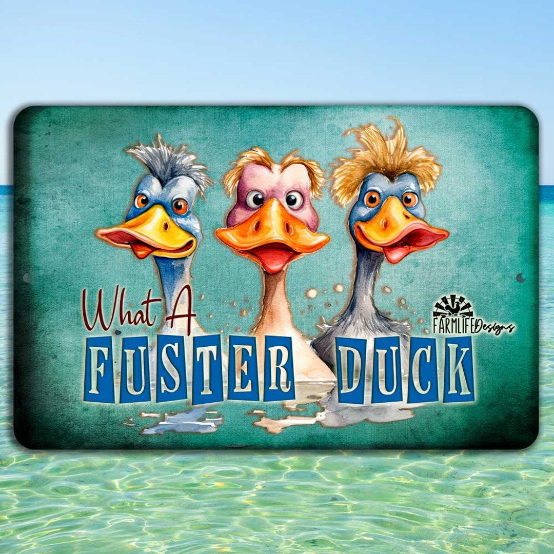 Funny Duck Sign - Fuster Duck, Three Colorful Ducks, Duck Decor, Duck ...