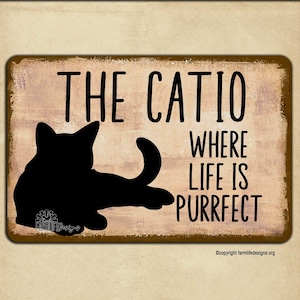 Funny Cat Sign, Catio, Gift for Cat Lover, Pet Parent, Metal Art, Funny ...