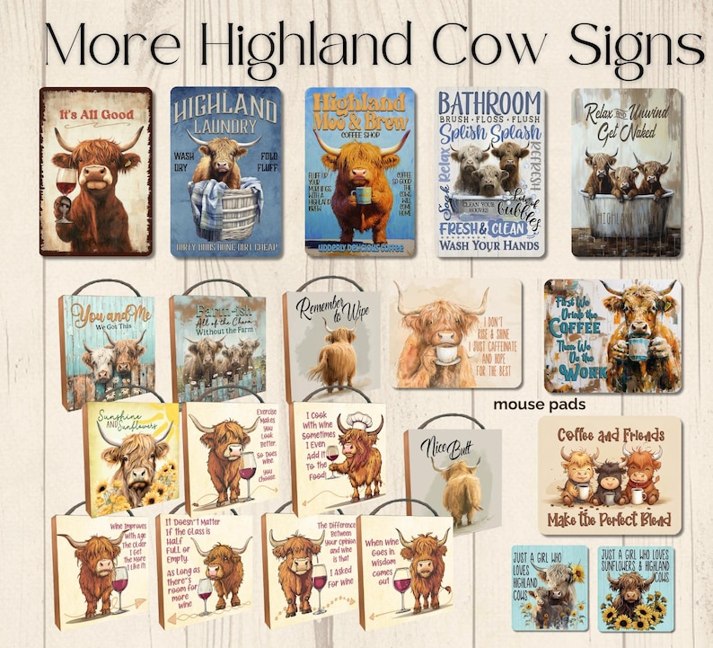 Highland Cow Laundry Sign, Herd That, Fluffy Cow Gift, Metal Tin Rustic ...