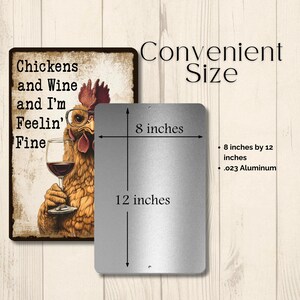 Chicken Sign, Chickens Wine Feelin Fine, Rustic Metal Tin Wall Art ...
