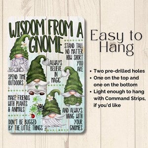 Gnome Advice Sign, Wisdom From a Gnome, Metal Tin Wall Art, Gnomie ...