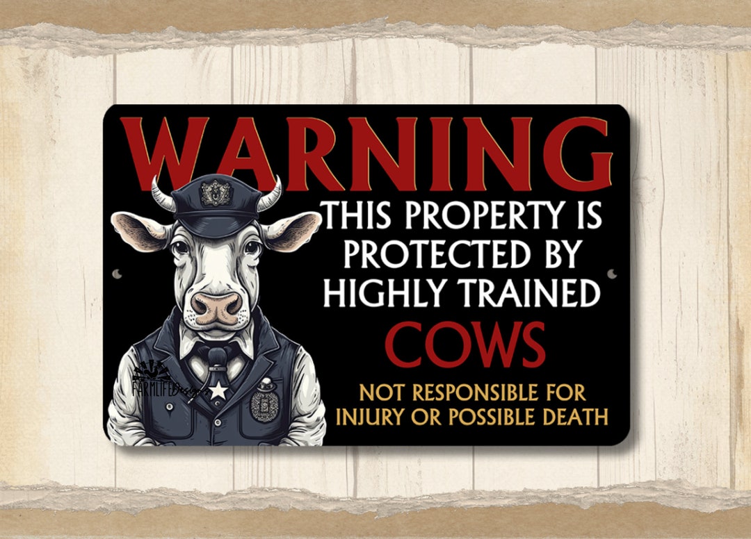 Cow Security Yard Sign, Cow Lover Gift, Funny Metal Sign, Cow Security ...