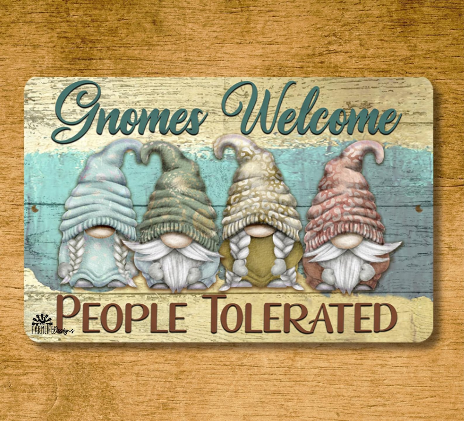 Funny Gnome Sign, Gnomes Welcome People Tolerated, Handmade Gnome Lover ...