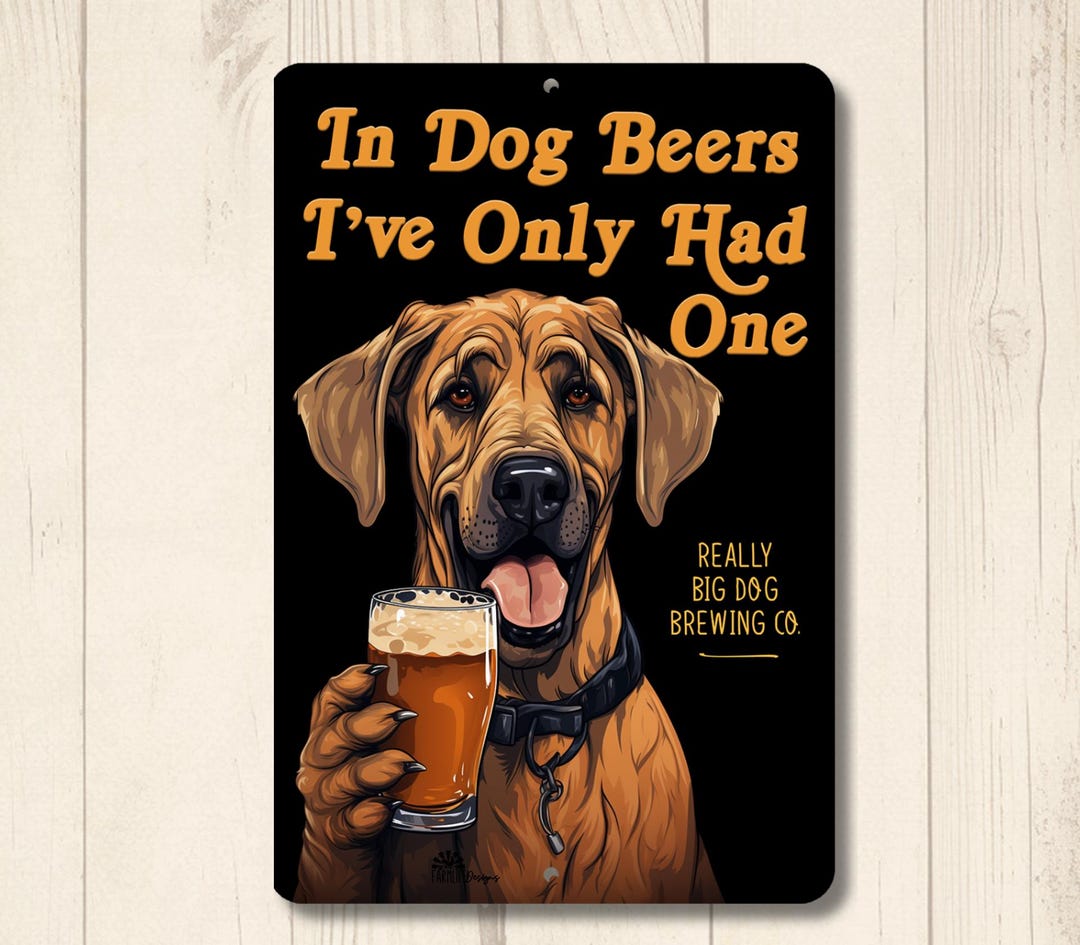 Great Dane Beer Bar Sign, in Dog Beers, Funny Handmade Metal Tin, Home ...