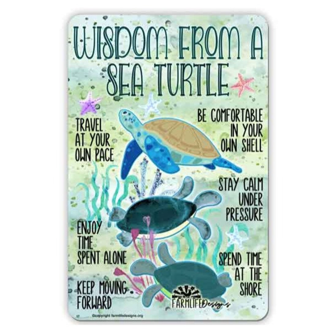 Sea Turtle Sign Wisdom From a Sea Turtle, Good Advice, Handmade 8x12 ...
