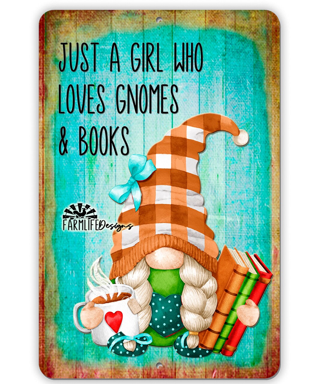 Gnome and Book Sign Just a Girl Who Loves Gnomes and Books - Etsy