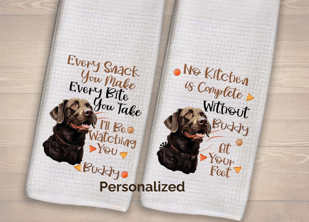 Customized Chocolate Lab Dish Towels, Dog Tea Towel, Mothers Day Gift ...