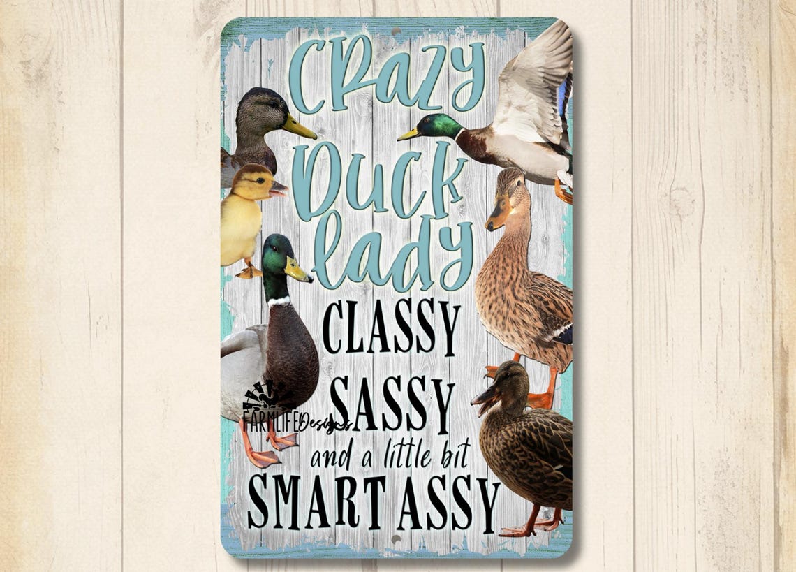 Crazy Duck Lady Sign, Duck Lover Gift, Gift for Duck Mom, Metal Duck ...