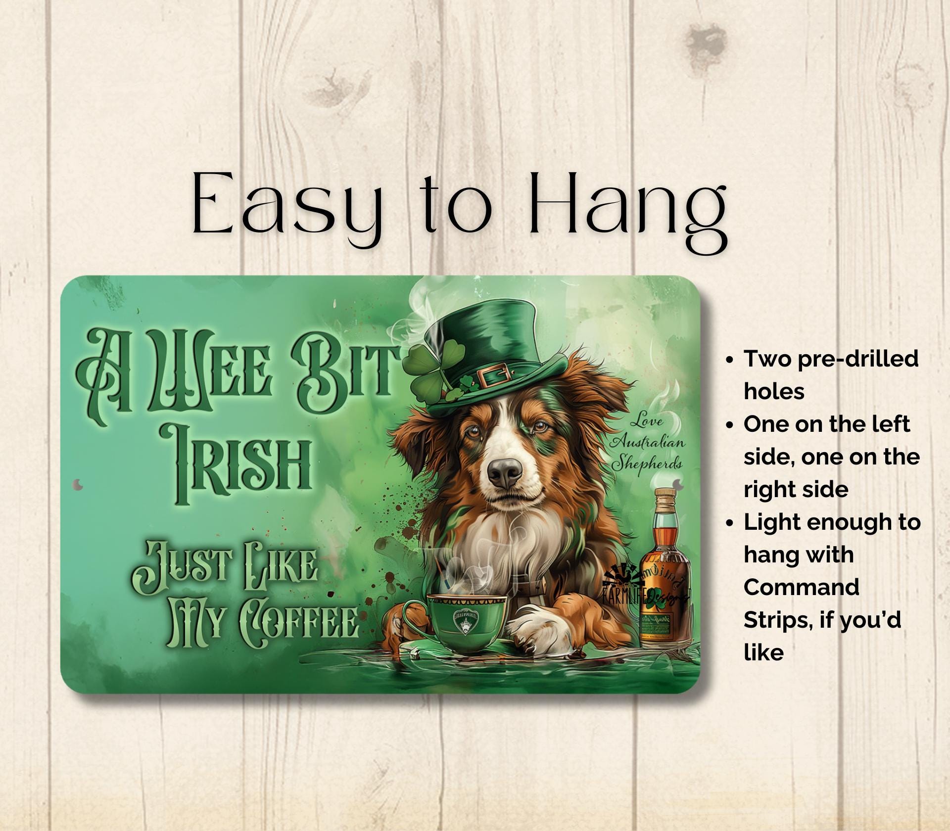 Aussie Irish Coffee Sign, Funny Metal Wall Art, Coffee Bar Dog Decor ...