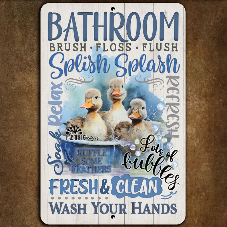 Ducks in Bathtub Sign, Subway Bathroom Wall Art, Duck Lover Gift ...