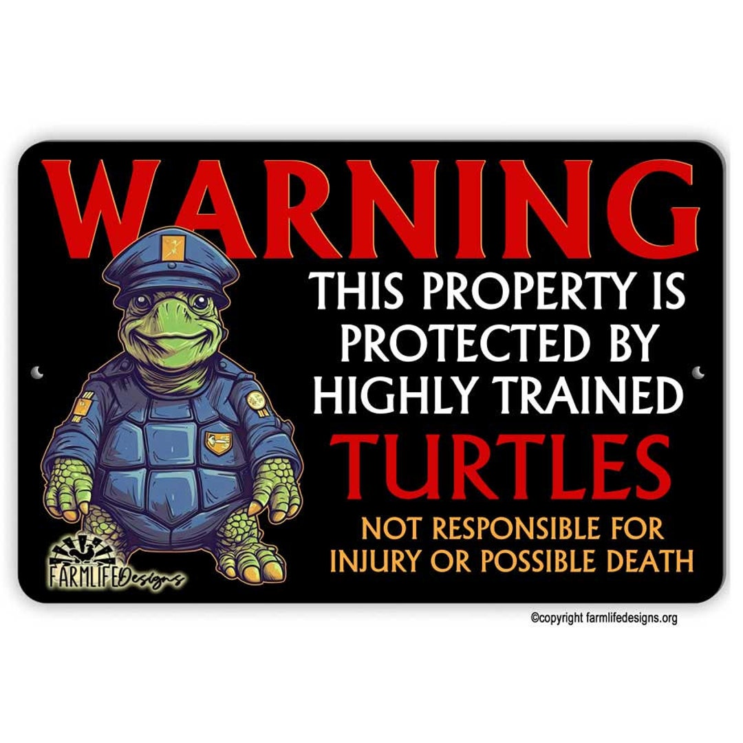 Turtle Lover Gift, Property Protected by Highly Trained Turtles ...