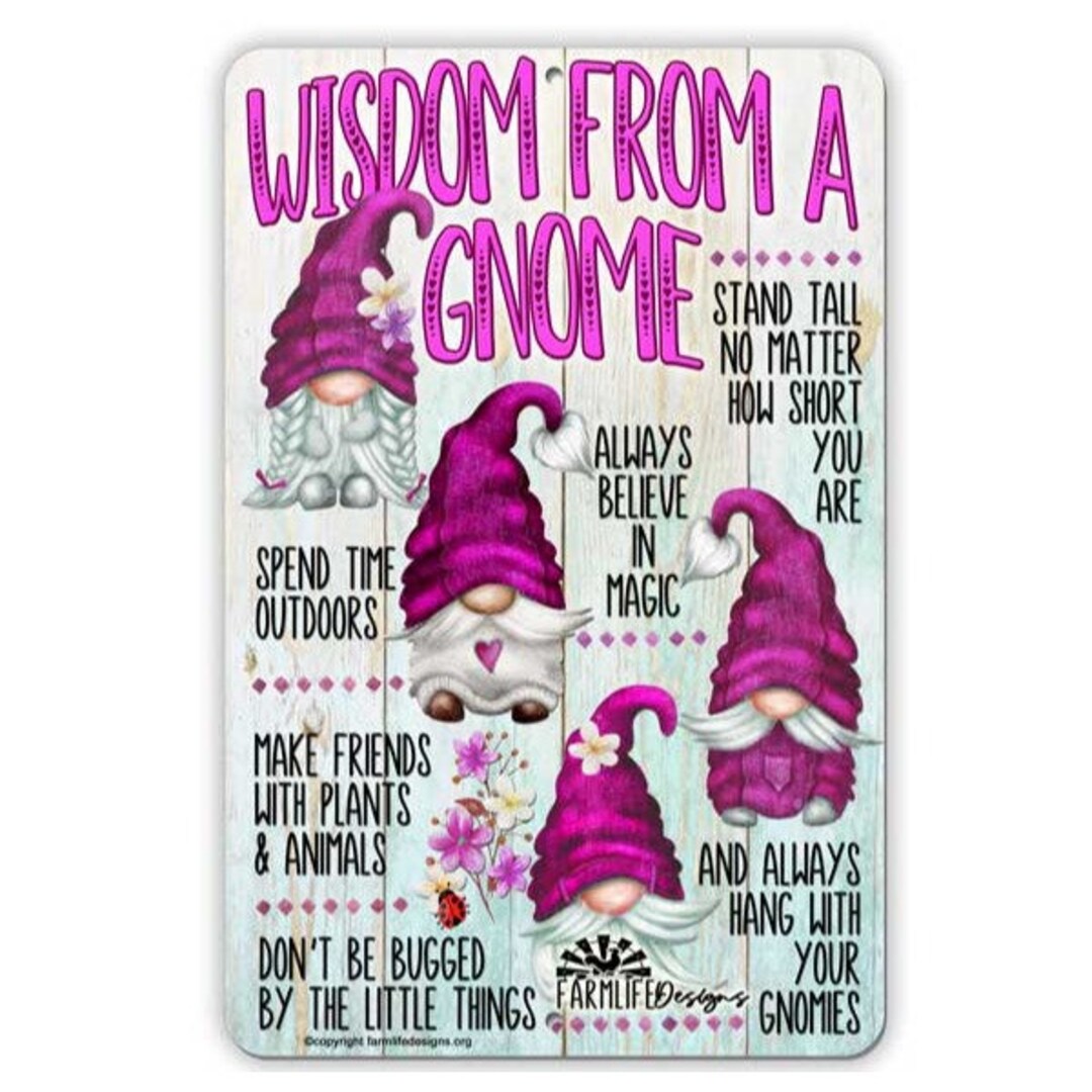 Gnome Sign, Motivational Advice, Wisdom From a Gnome Pink, 8x12, Gnome ...