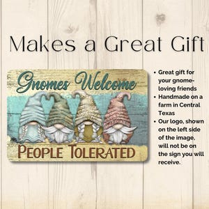Funny Gnome Sign, Gnomes Welcome People Tolerated, Handmade Gnome Lover ...