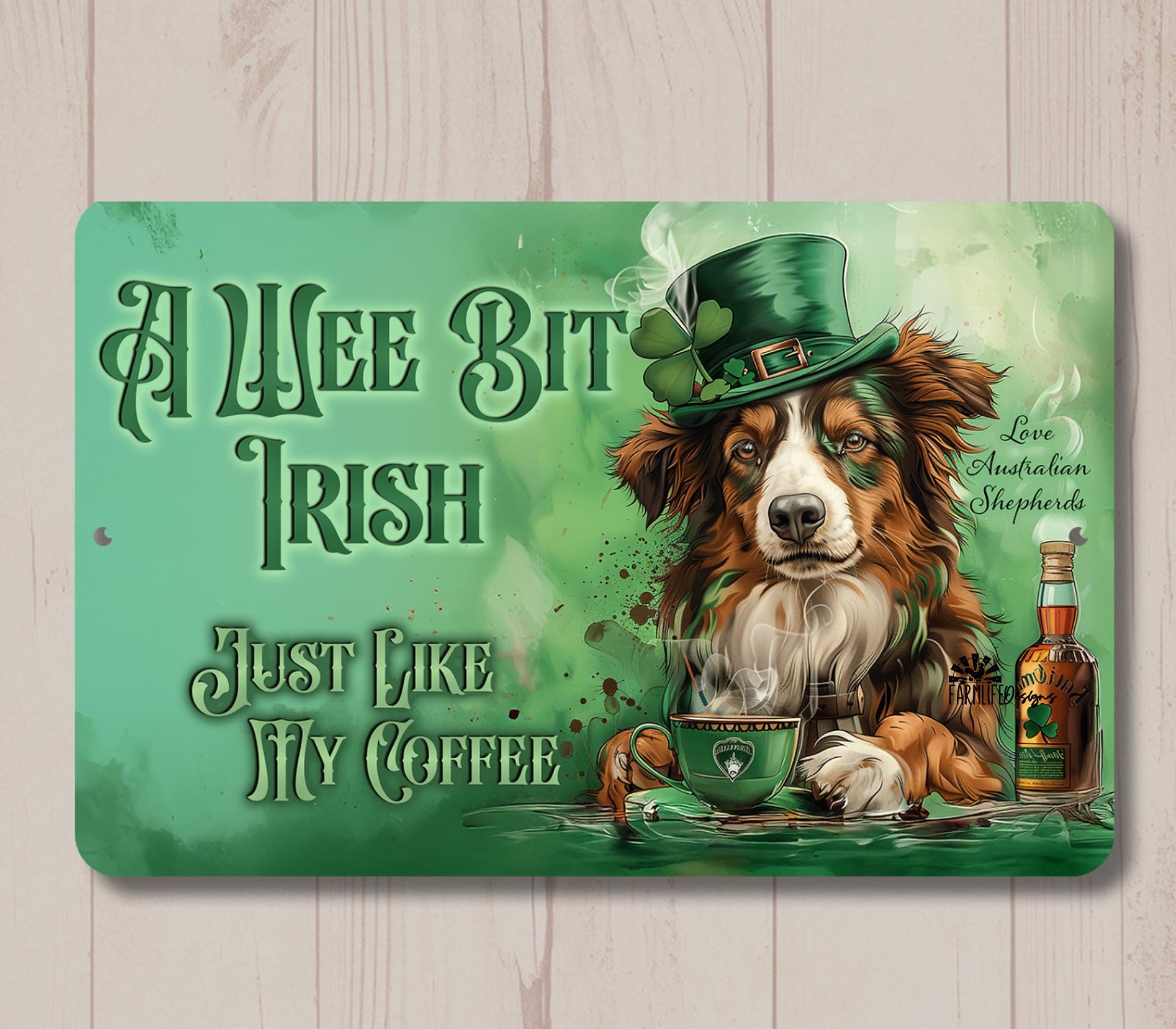 Aussie Irish Coffee Sign, Funny Metal Wall Art, Coffee Bar Dog Decor ...