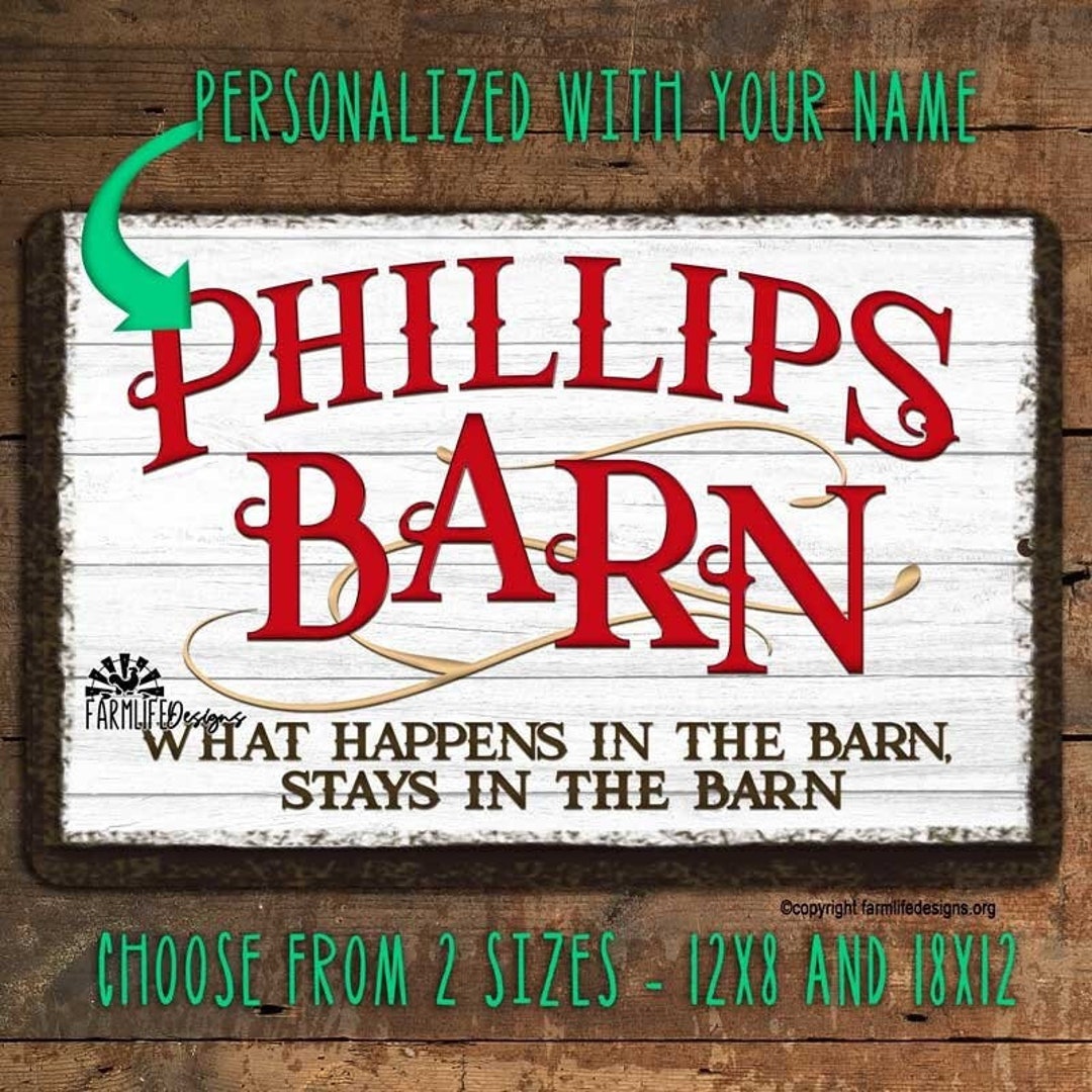 Personalized Barn Sign, Customized With Your Name, Barnyard Decor ...