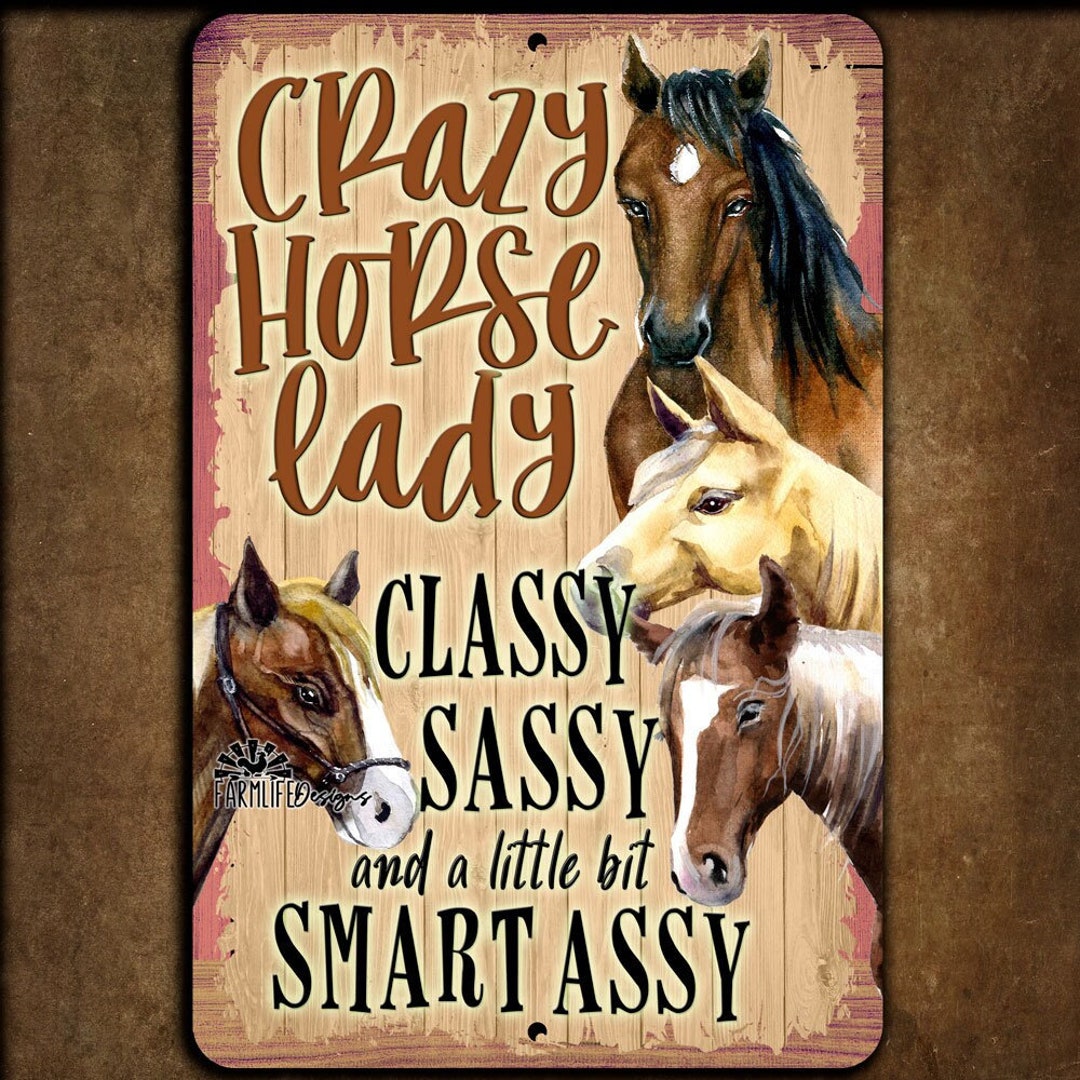 Crazy Horse Lady Gift, Metal Barn Sign, Indoor Outdoor Tin Plaque ...