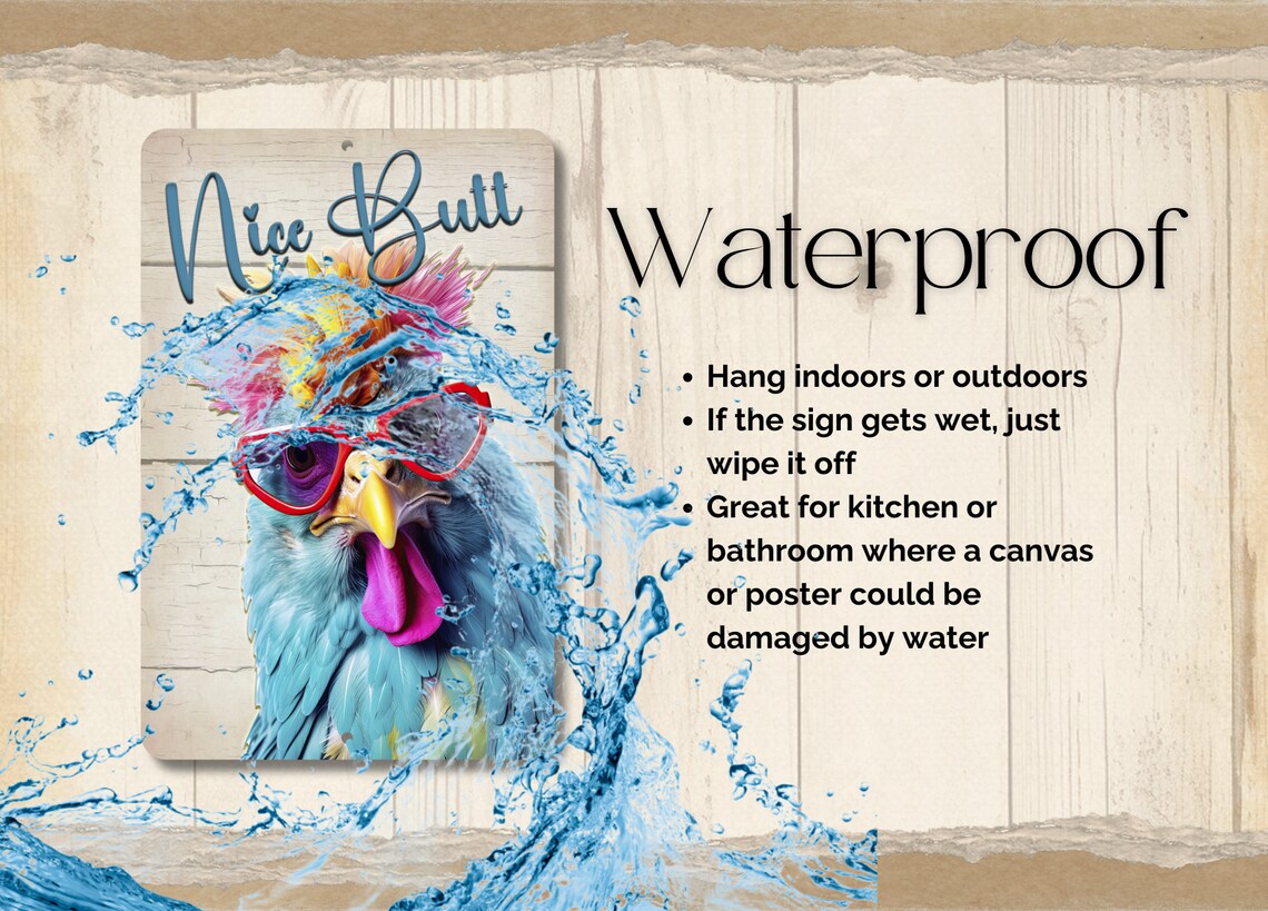 Funny Chicken Bathroom Sign, Chicken Bath Decor, Gift for Chicken Lover ...