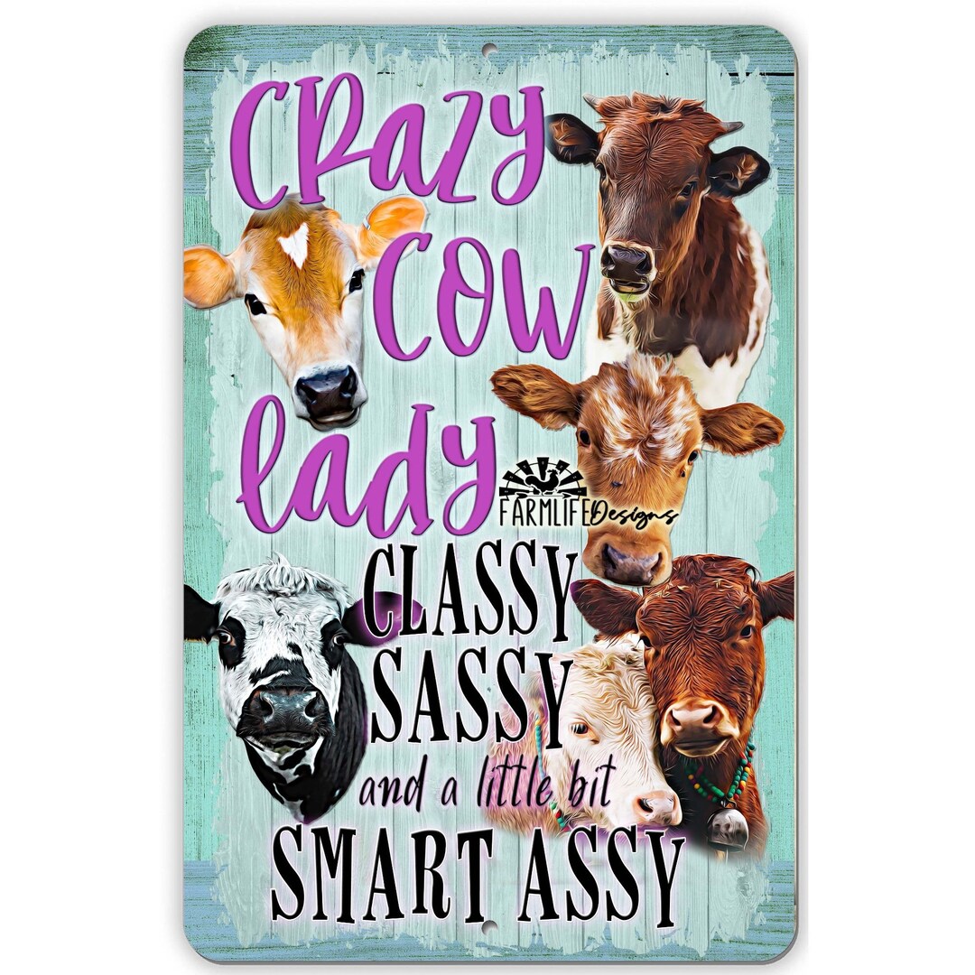 Cow Lover Sign, Crazy Cow Lady, Western Country Decor, Barn Farmhouse ...