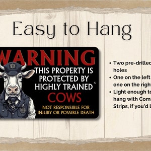 Cow Security Yard Sign, Cow Lover Gift, Funny Metal Sign, Cow Security ...