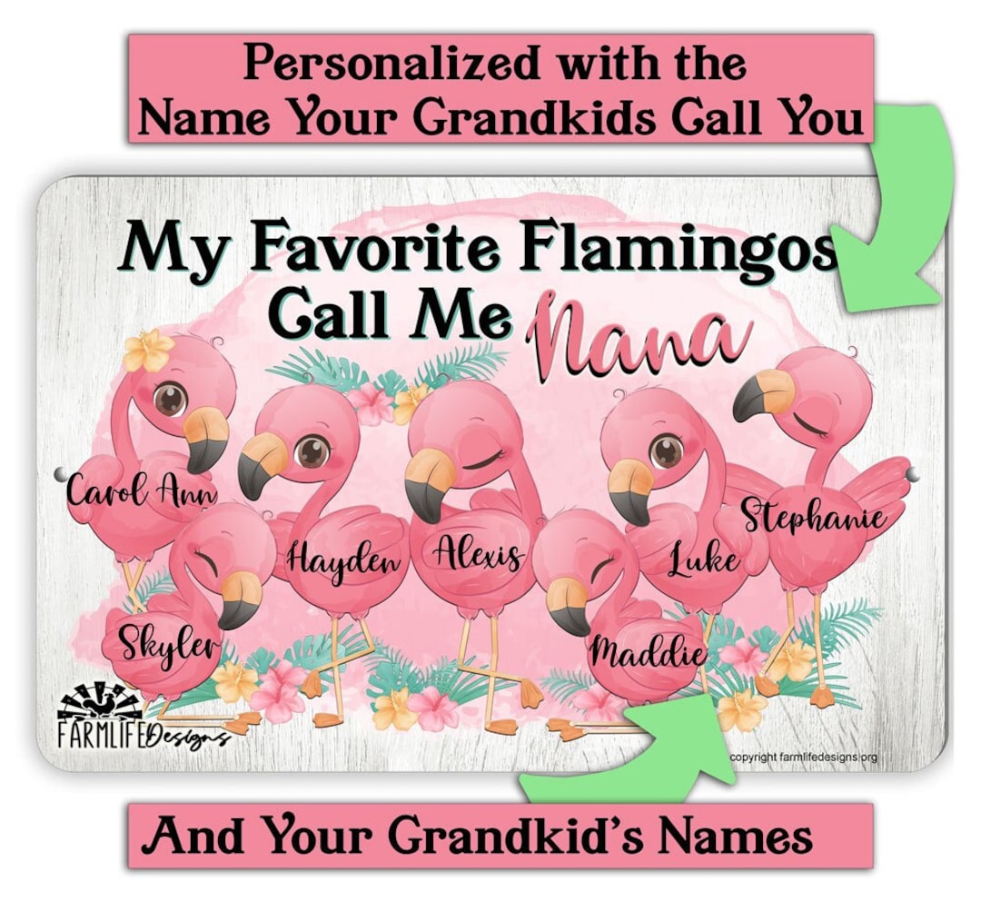 Personalized Flamingo Sign, Mother's Day Gift for Nana, Grandma ...