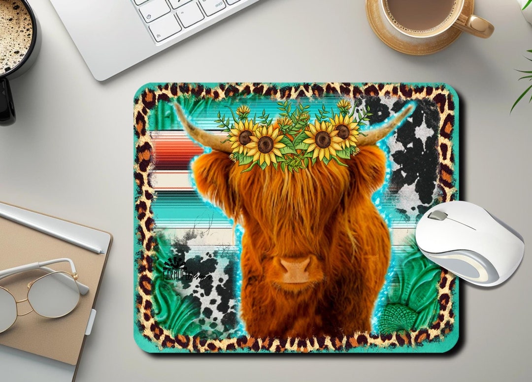 Highland Cow Mouse Pad, Highland Cow Lover Gift, Highland Cow Mousepad ...