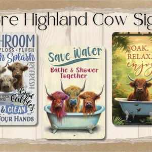 Highland Cow Bathtub Sign, Subway Bathroom Wall Art, Cows Lover Gift ...