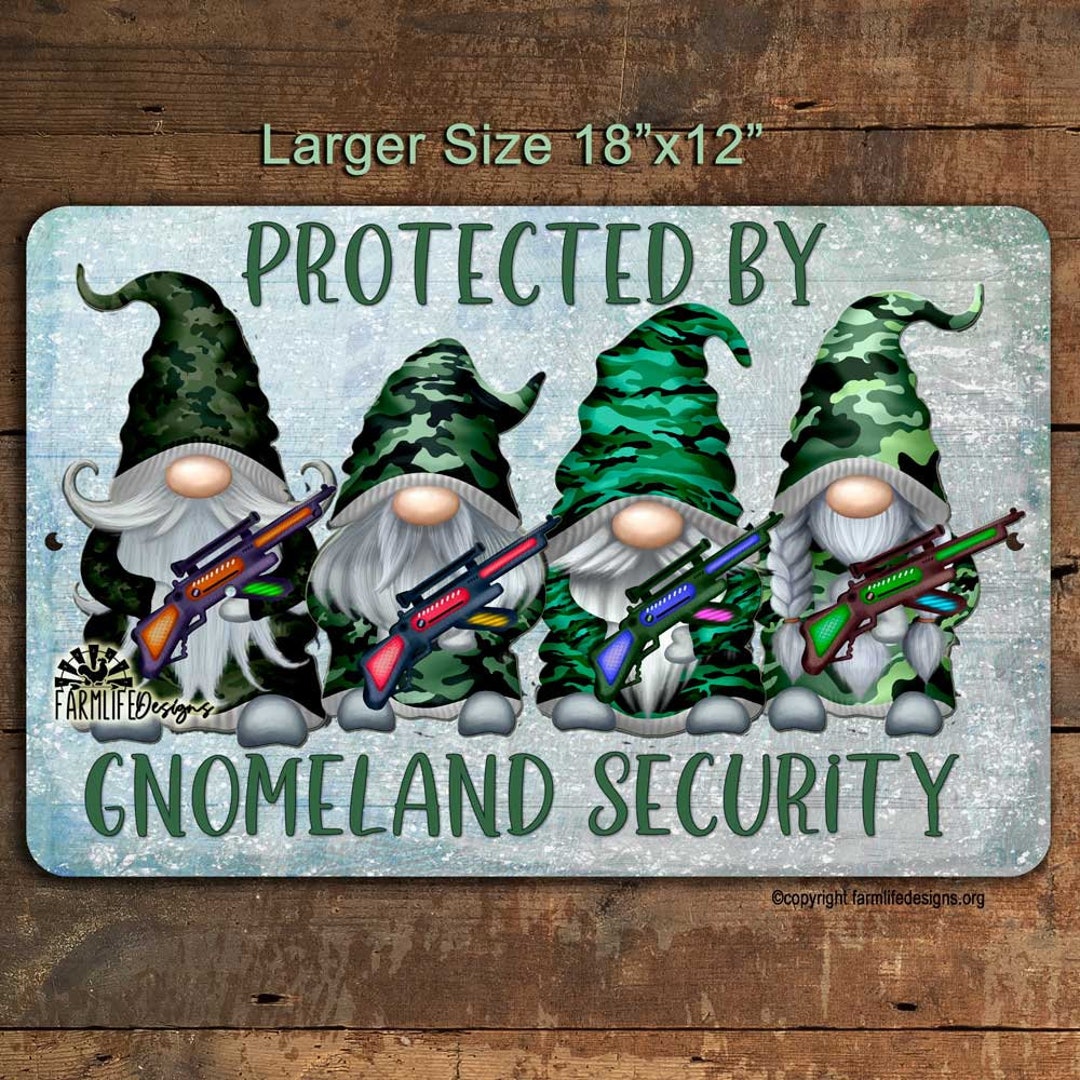 Gnomeland Security, 18"x12" Large Sign, Gnome Sign, Gnome Lover Gift ...