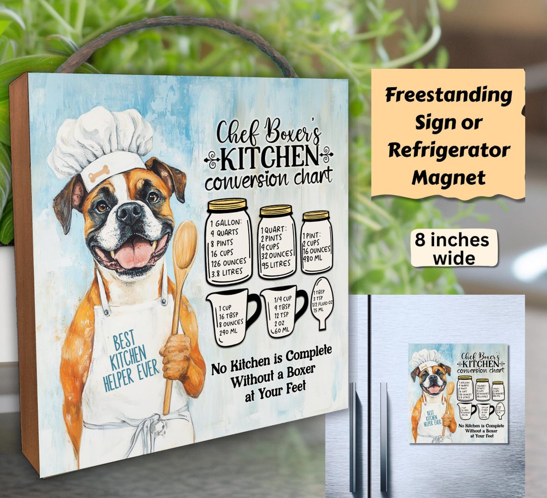 Boxer Kitchen Conversion Chart, Baking Measurements, Shelf Sitter ...