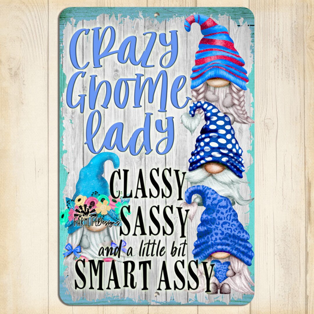 Crazy Gnome Lady Sign, Farmhouse Garden Sign, Gnome Lover Gift, Gift ...