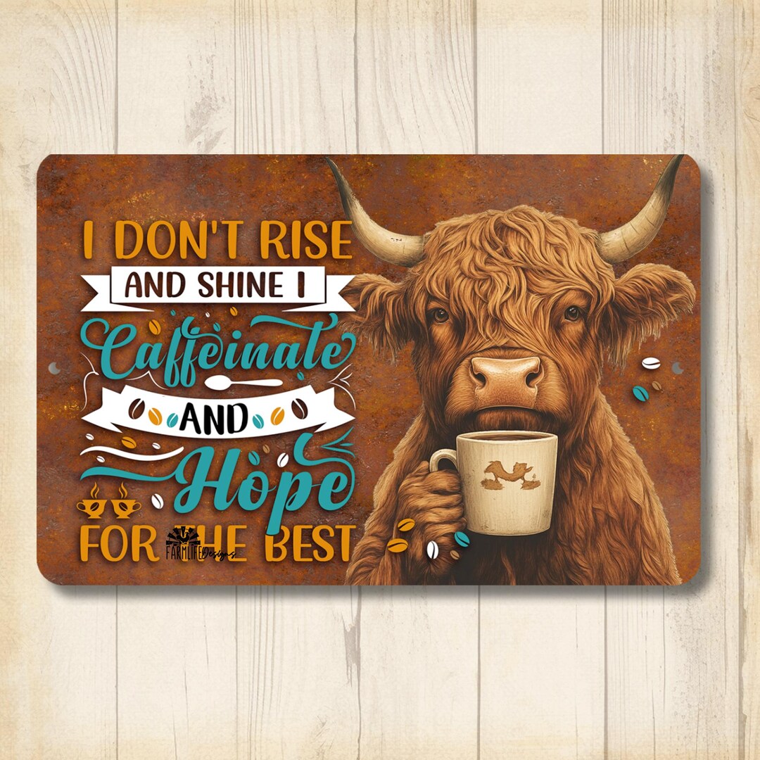 Highland Cow Coffee Bar Sign, Gift for Fluffy Cow Lover, Scottish Cow ...
