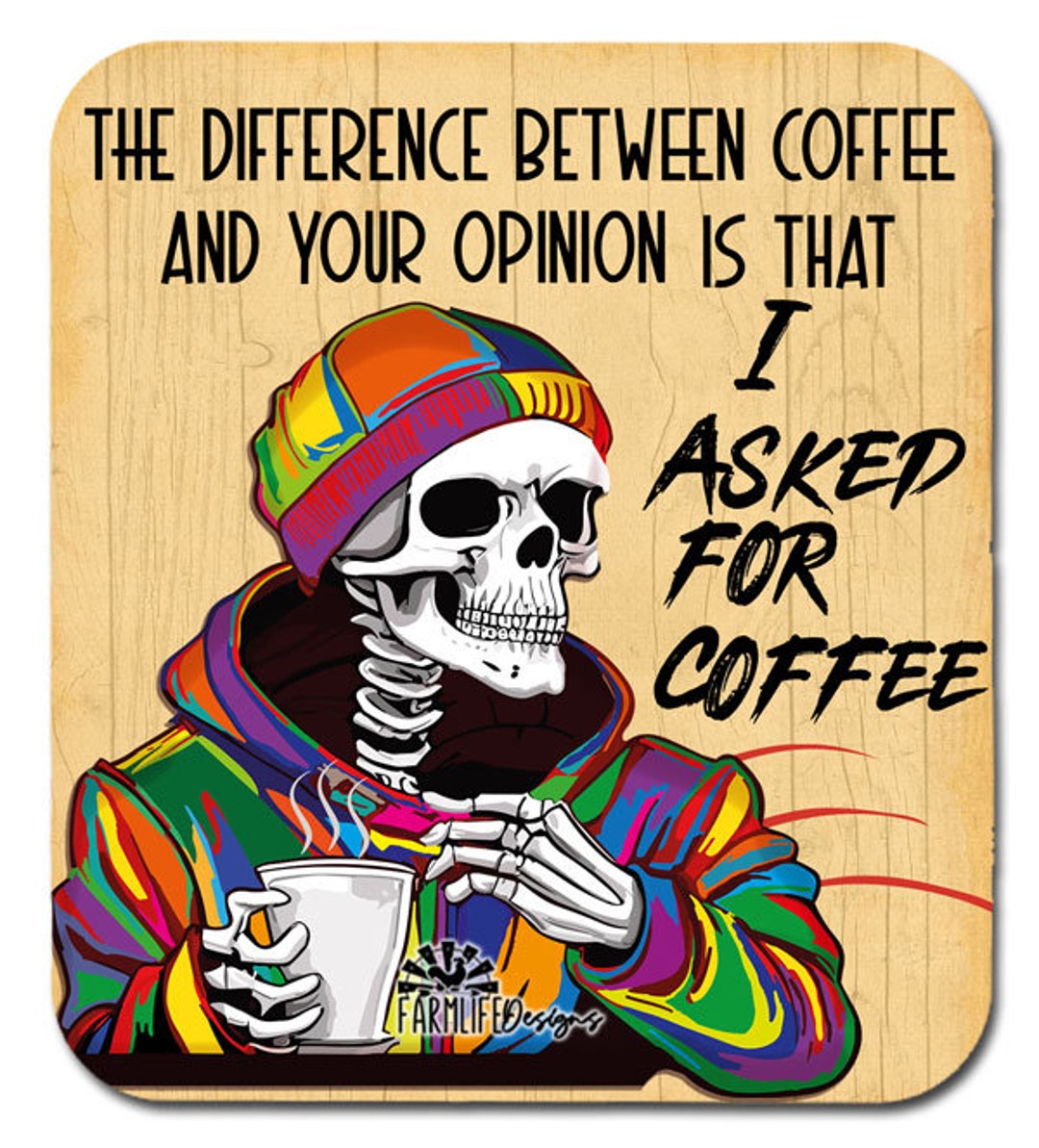 Skeleton and Coffee Refrigerator Magnet, 4x4.5 Skeleton Drinking Coffee ...