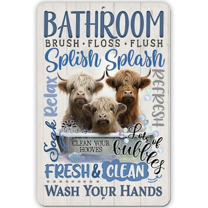 Highland Cow Bathtub Sign, Subway Bathroom Wall Art, Cows Lover Gift ...