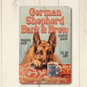 German Shepherd Coffee Bar Sign, Bark & Brew, Shepperd Mom Gift, Coffee ...
