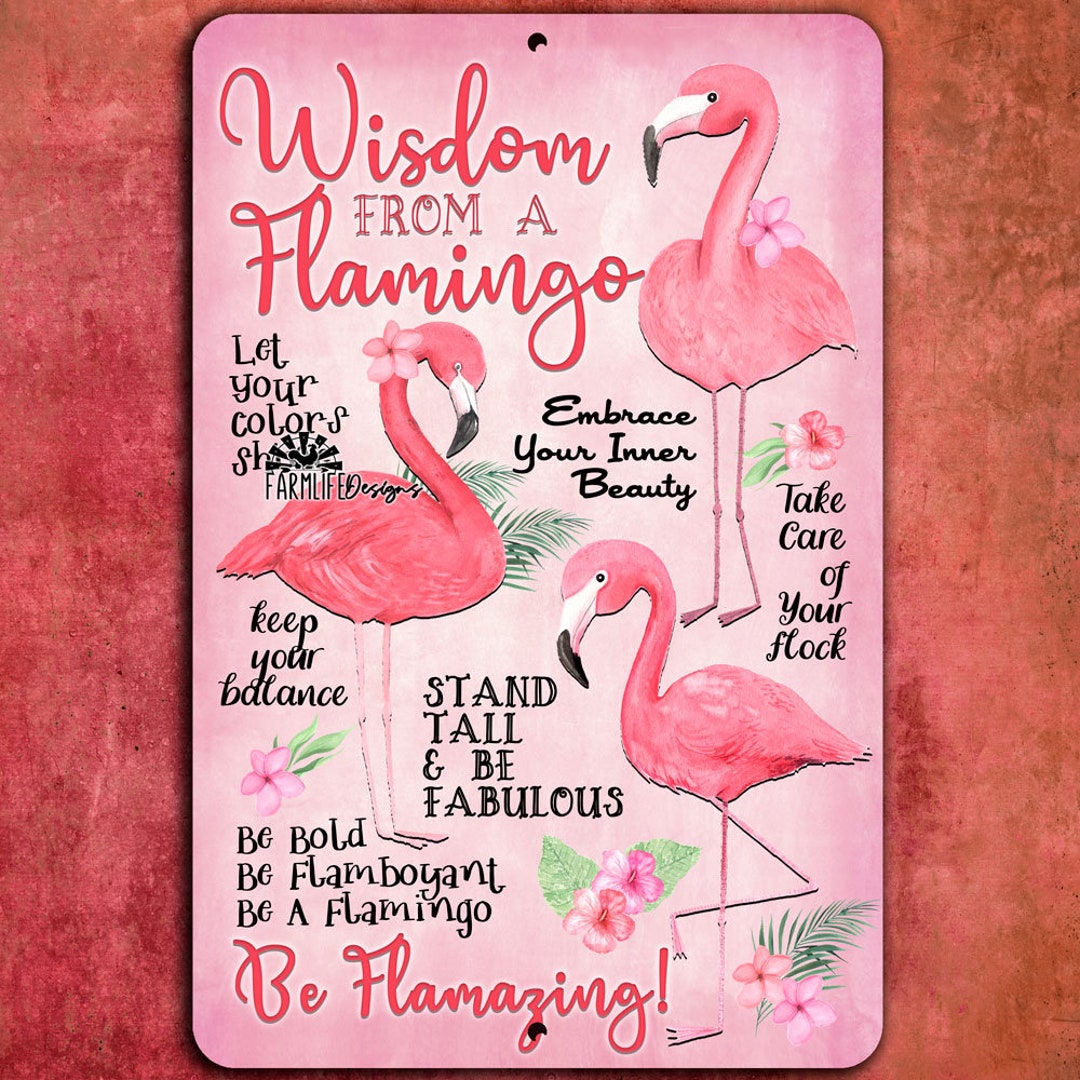 Flamingo Advice Sign - Wisdom From a Flamingo 8x12 Aluminum Motivation ...