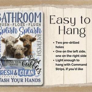 Highland Cow Bathtub Sign, Subway Bathroom Wall Art, Cows Lover Gift ...