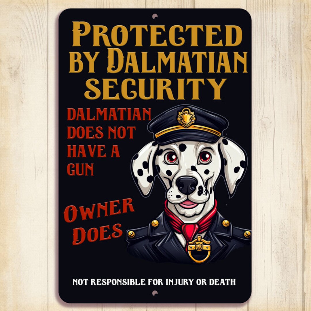 Funny Dalmatian Security Sign, Warning Protected by Sign, Outdoor Dog ...