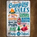 Camping Rules Sign Camper Camp Campfire Outdoors 8x12 Sign, Campsite ...