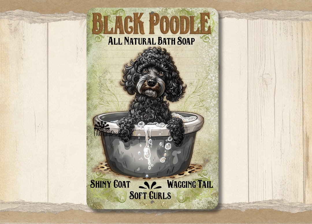 Poodle Bathroom Sign, Poodle Soap Bath Decor, Metal Dog Tin ...