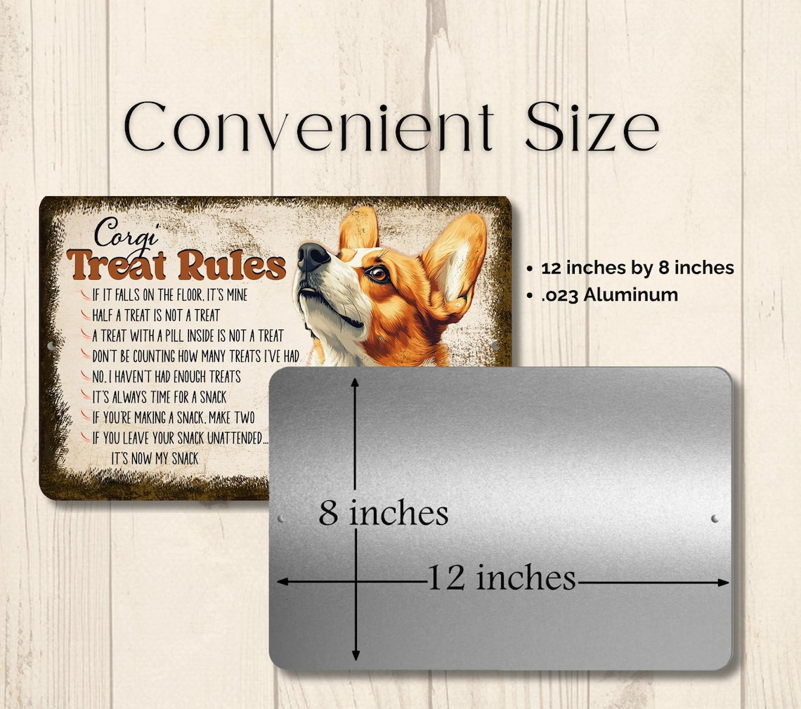 Corgi Treat Rules Sign, Funny Metal Tin Decor, What Your Dog Thinks ...
