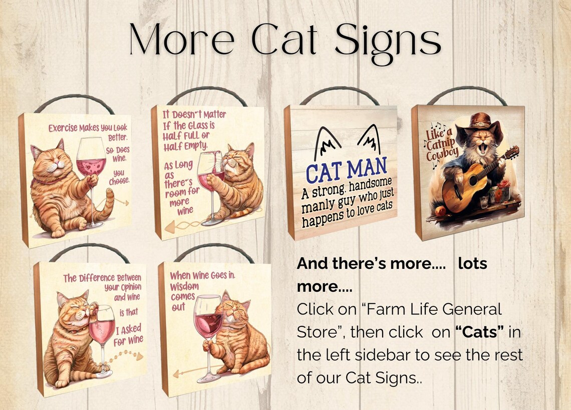 Funny Cat Wine Sign, Wine Bar Shelf Sitter, Small Hanging Plaque, Cat ...