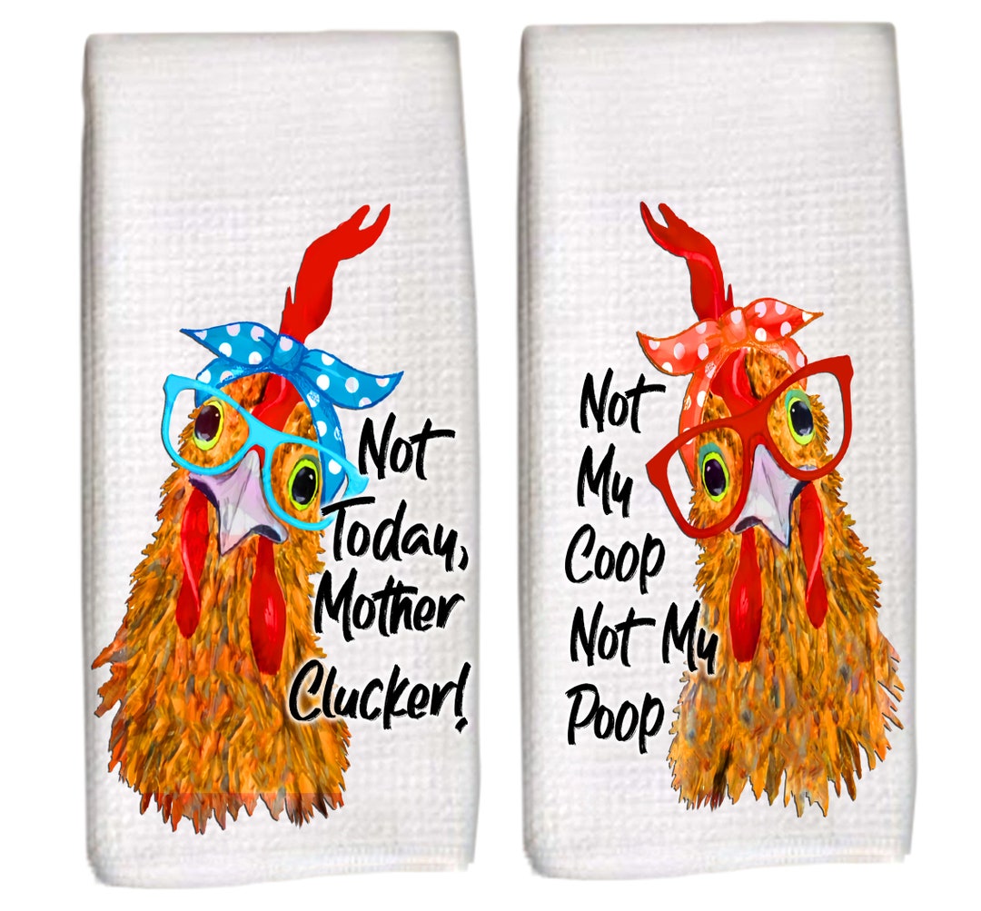 Two Funny Chicken Dish Towels, Chicken Kitchen Decor, Mothers Day Gift ...