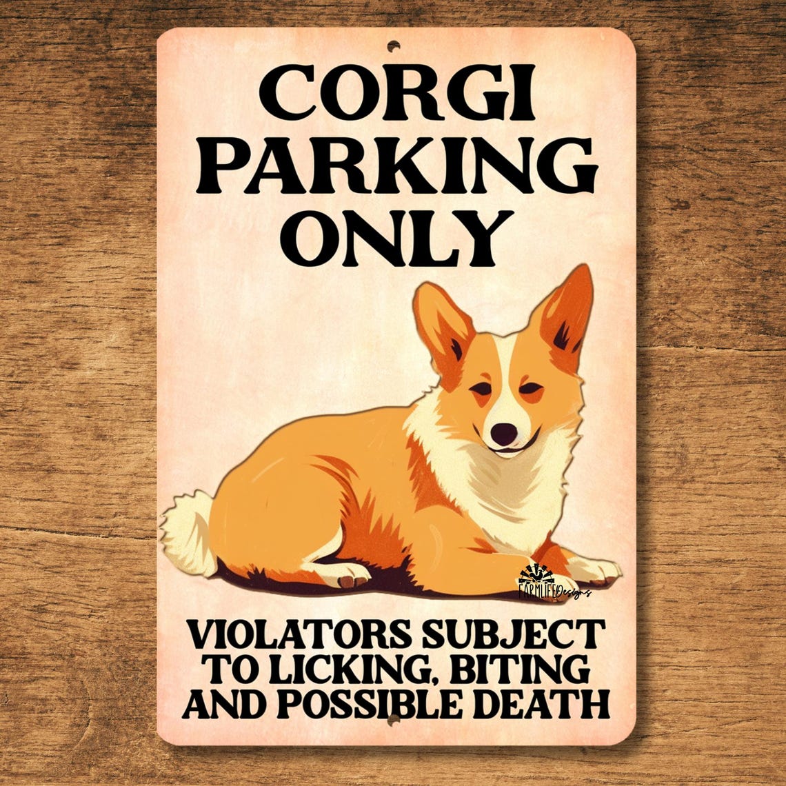 Corgi Parking Sign, Dog Metal Tin Wall Art, Outdoor Decor, Handmade Man ...